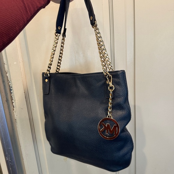 Michael Kors | Bags | Michael Kors Jet Set Dark Blue Shoulder Bag With ...